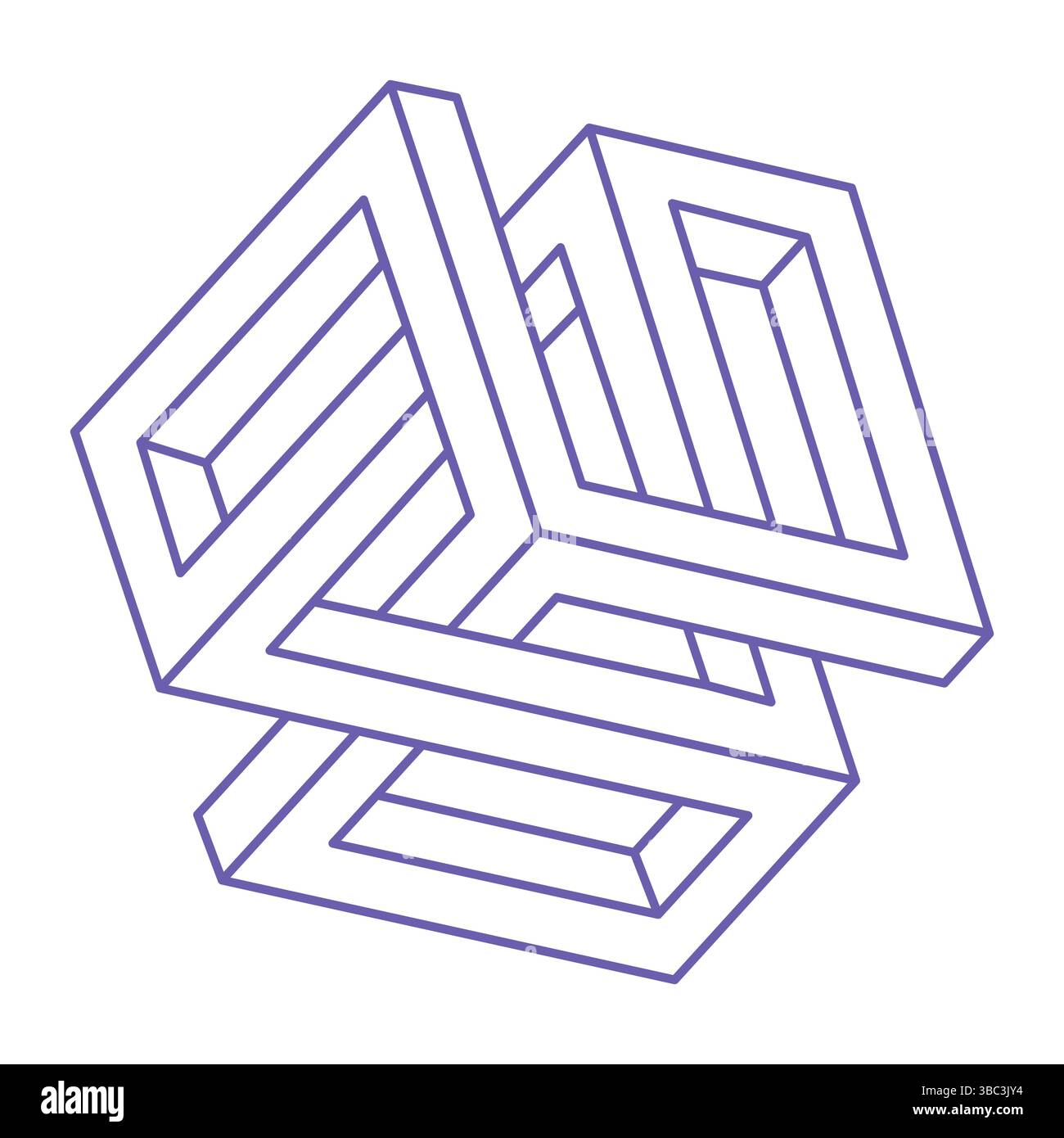 Optical illusion. Impossible shapes. Sacred geometry figure. Abstract eternal geometric object ...