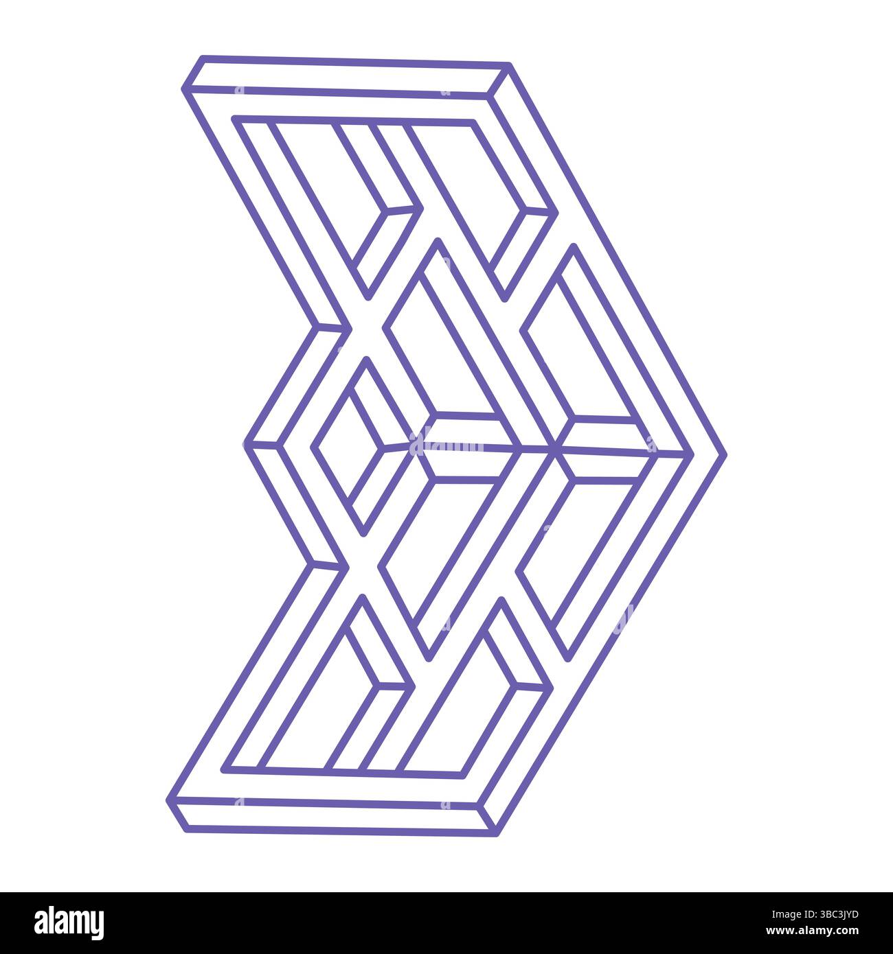 Impossible shapes. Logo in trendy 2022 Very Peri color. Sacred geometry figures. Optical ...