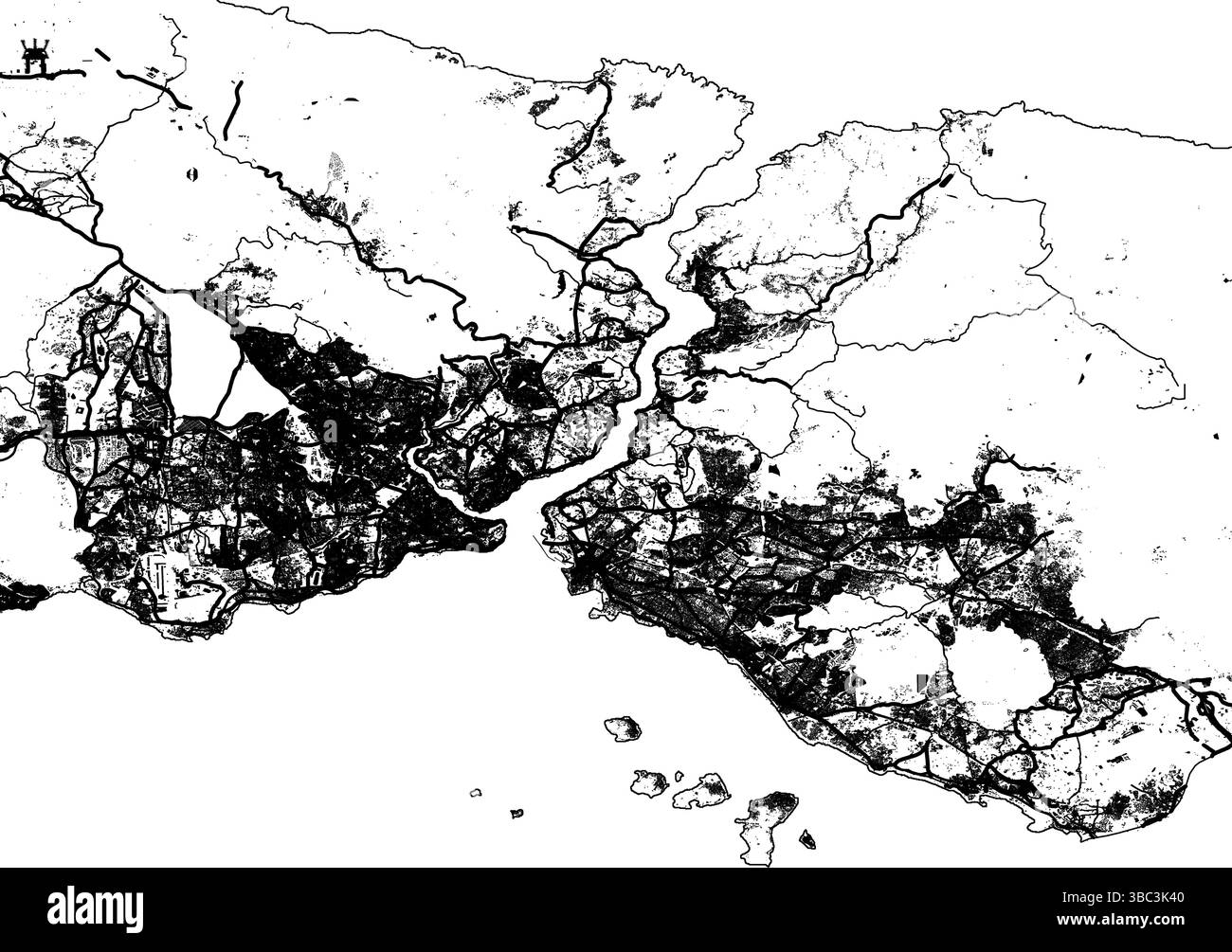White and black vector city map of Istanbul, Turkey – clean street and ...