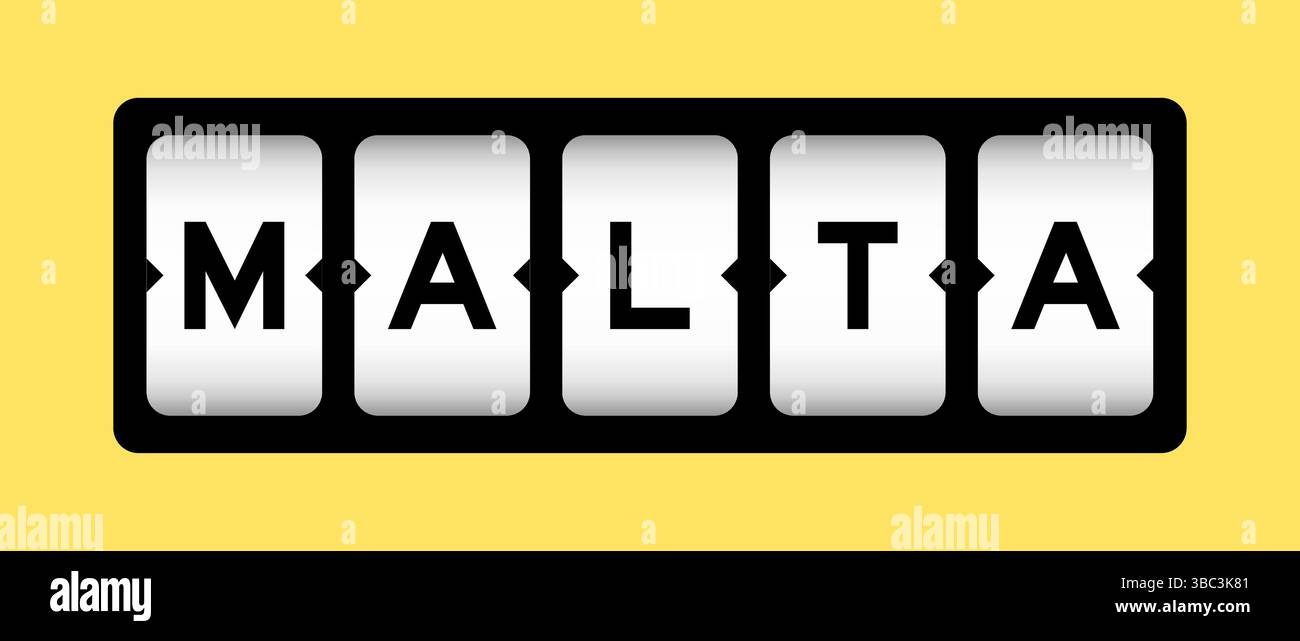Black color in word malta on slot banner with yellow color background ...