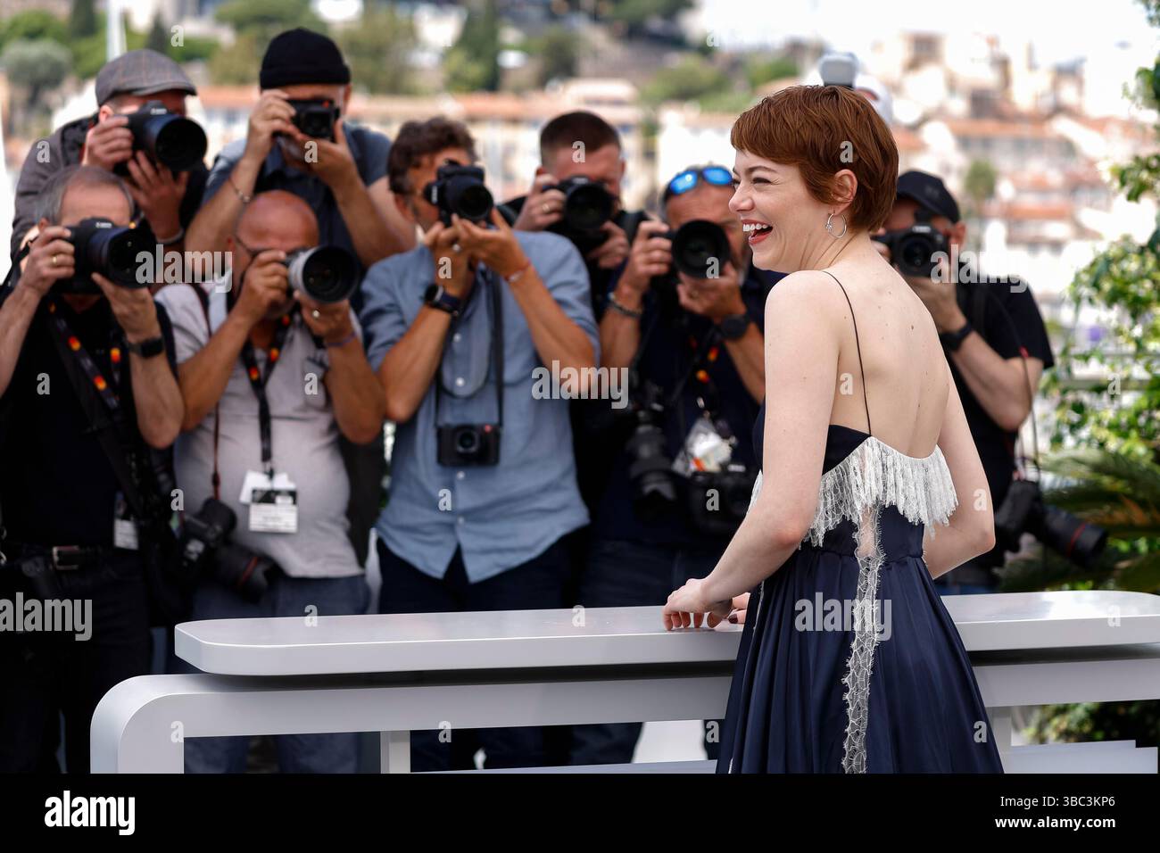 Emma Stone poses at the photocall of 'Eddington' during the 78th Cannes ...