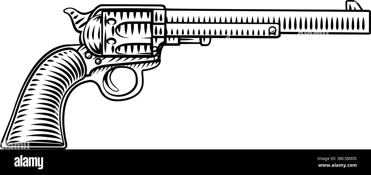 Revolver Gun Western Cowboy Pistol Illustration Stock Vector Image ...
