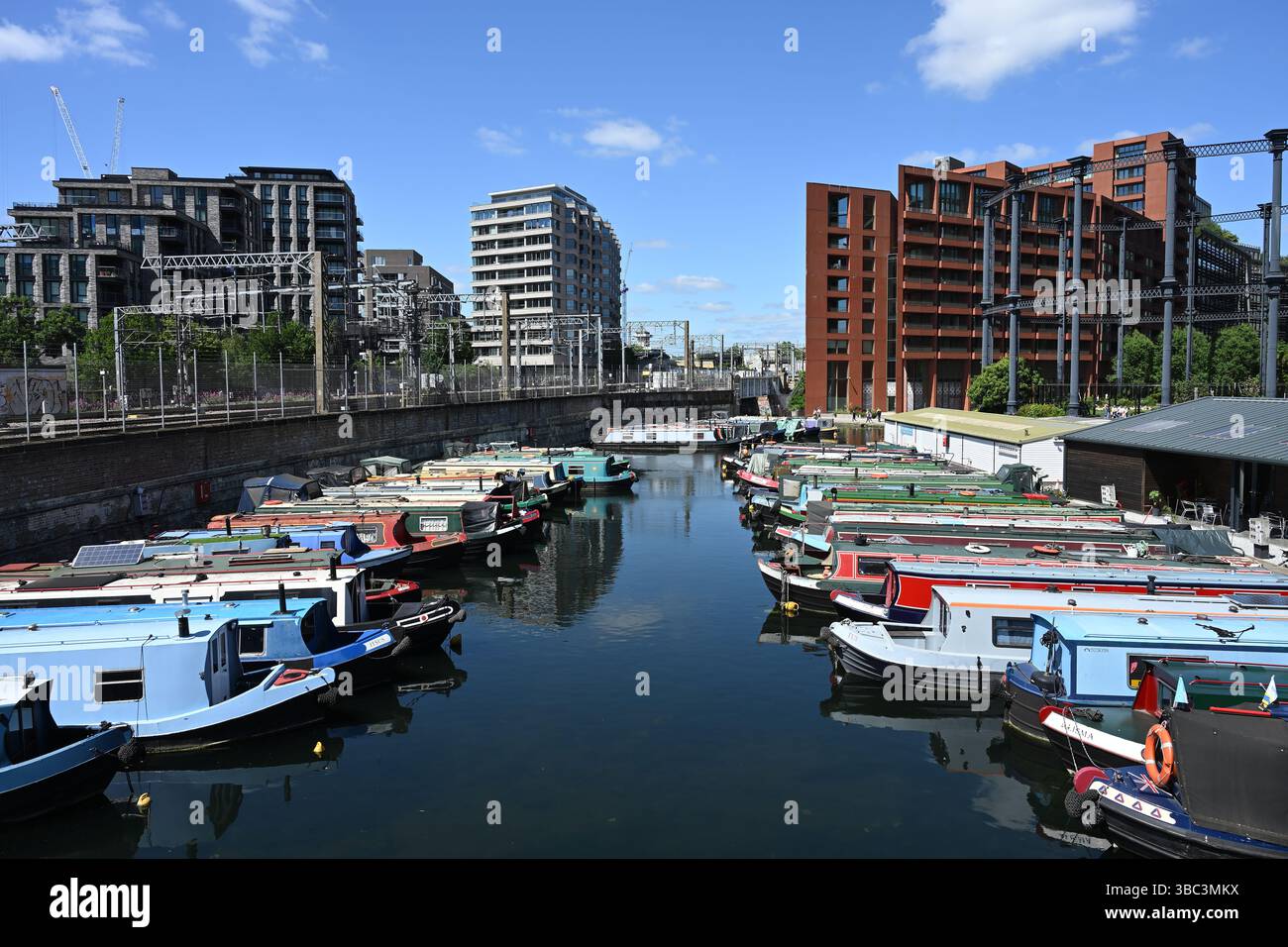 St Pancras Yacht Basin and Gasholder Park seen from St Pancras ...