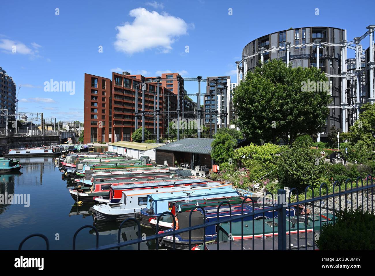 St Pancras Yacht Basin and Gasholder Park seen from St Pancras ...