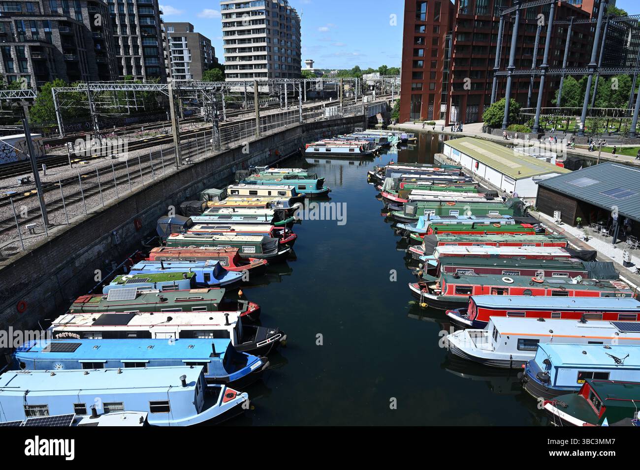 St Pancras Yacht Basin and Gasholder Park seen from St Pancras ...