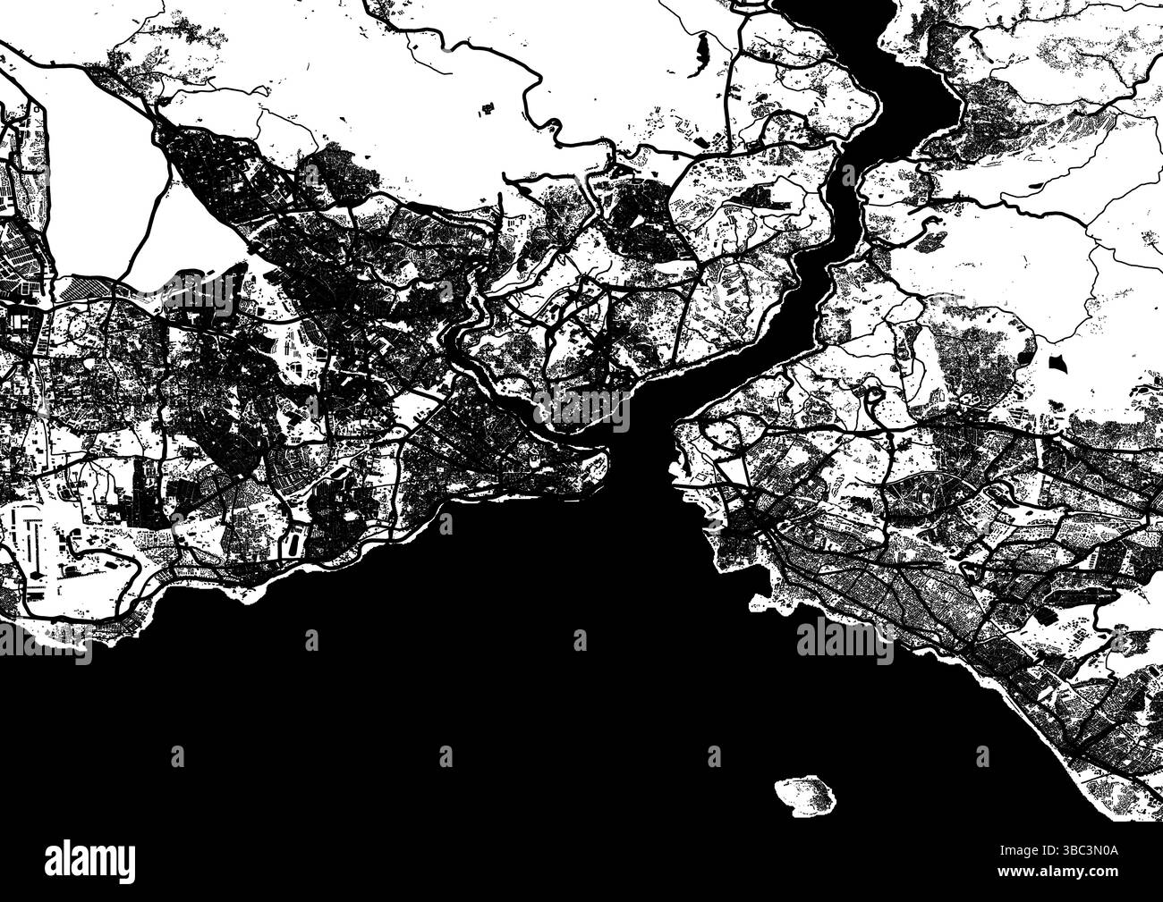 White and black vector city map of Istanbul, Turkey – clean street and ...