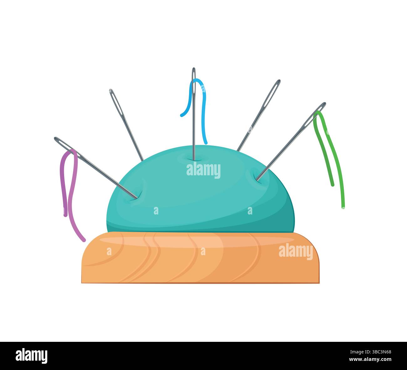 Cute cartoon style vector illustration of a pincushion with sewing ...