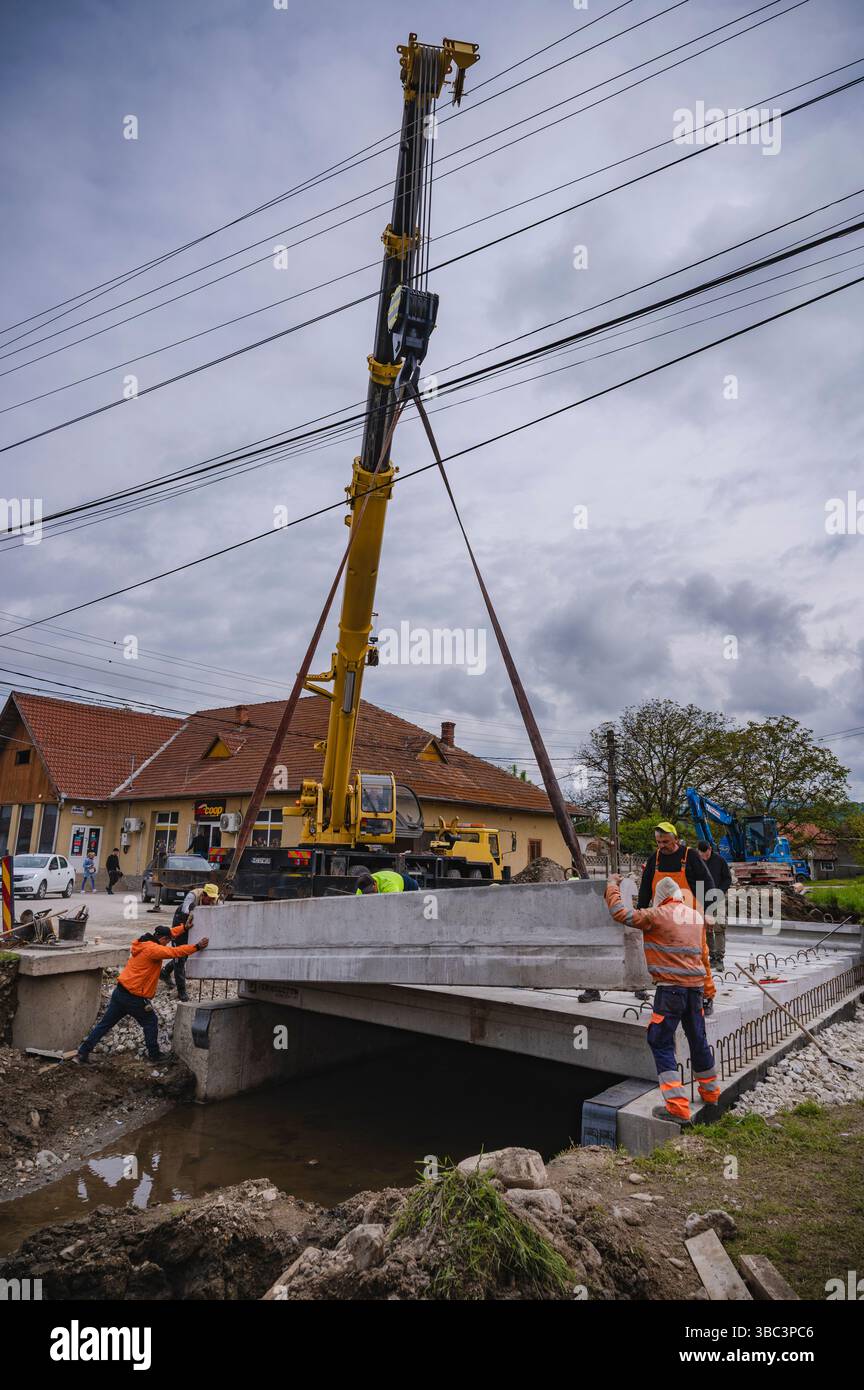 Orastioara de Sus, Romania - May 12, 2025: Road renovation Bridge ...