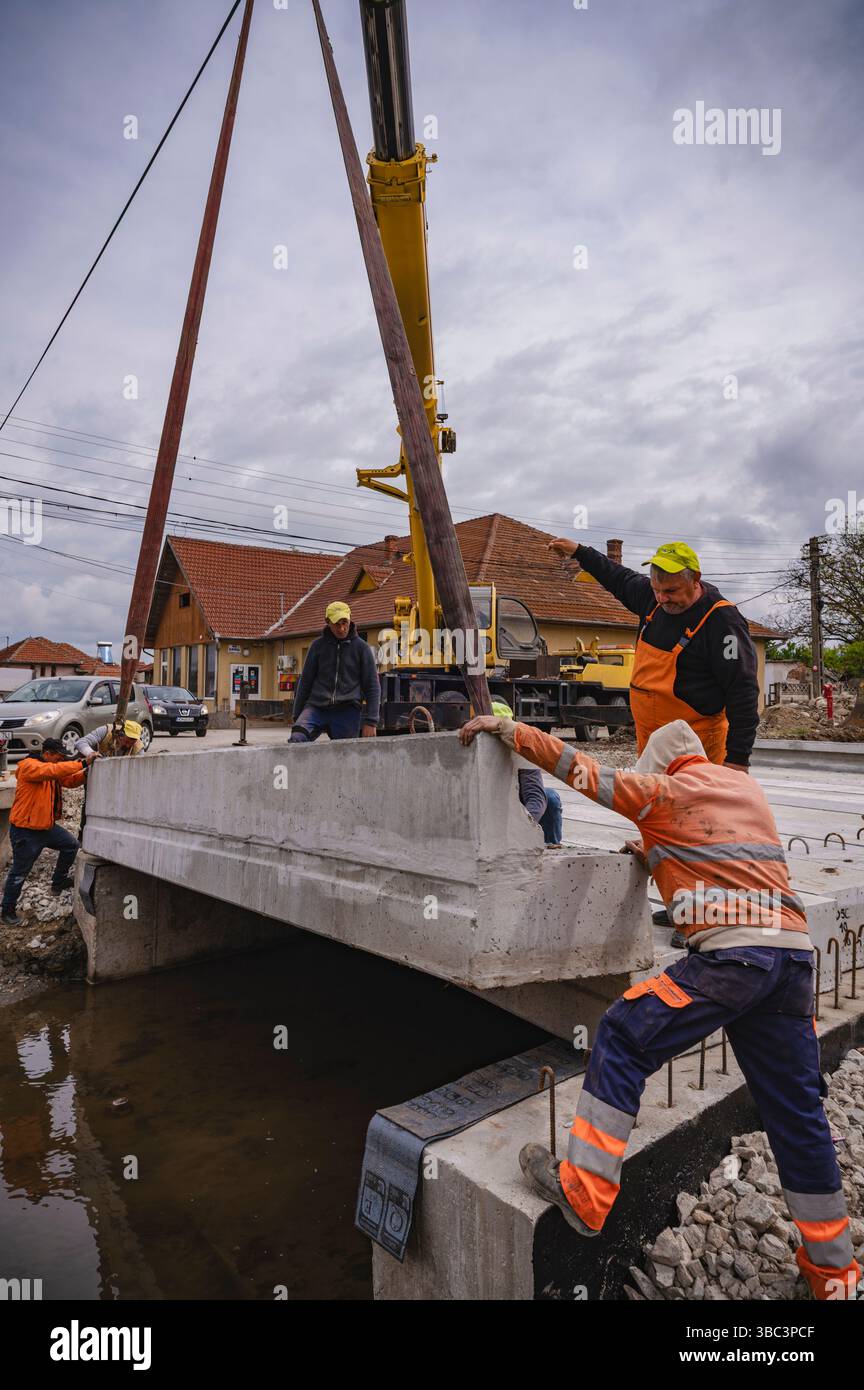 Orastioara de Sus, Romania - May 12, 2025: Road renovation Bridge ...