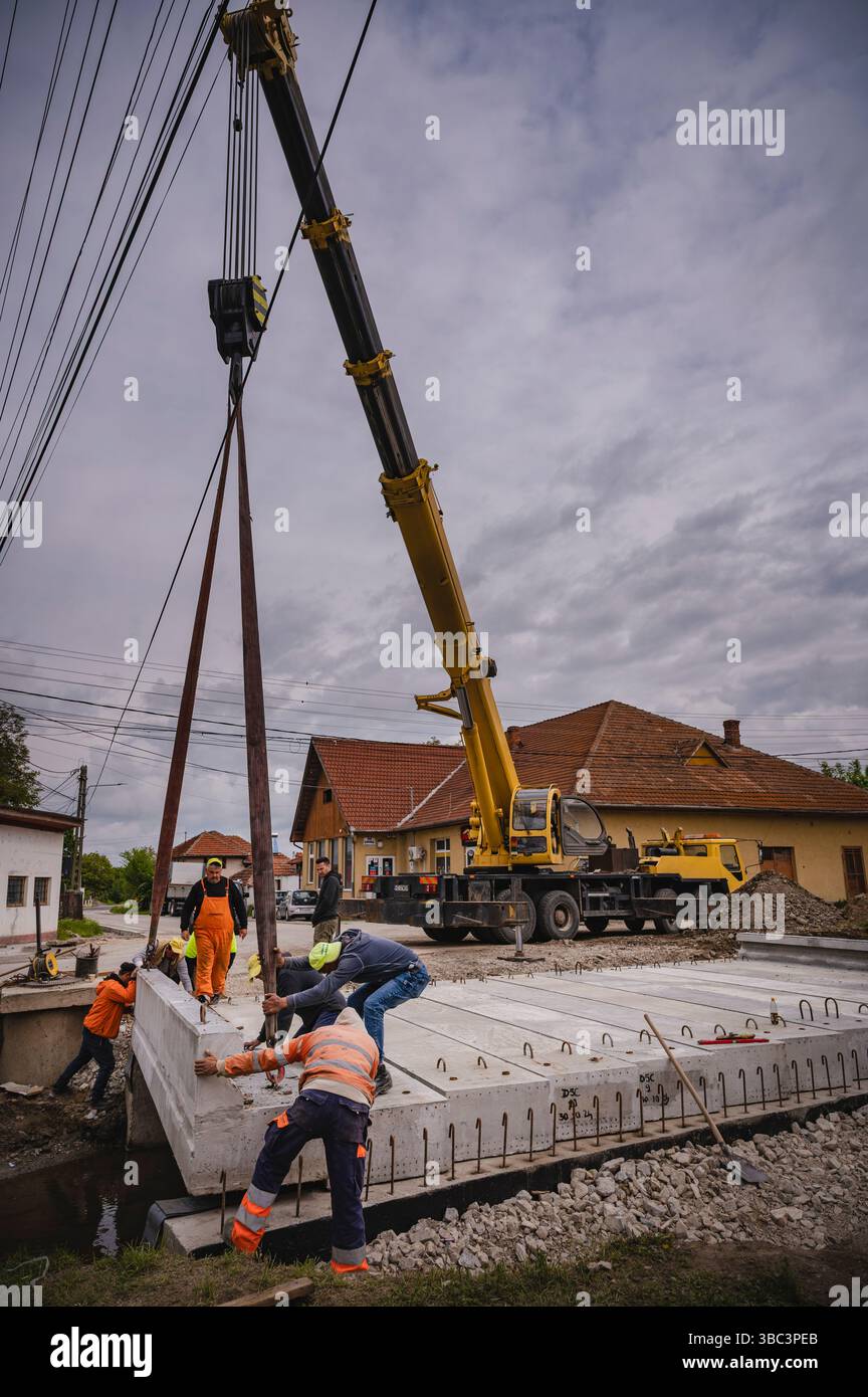 Orastioara de Sus, Romania - May 12, 2025: Road renovation Bridge ...