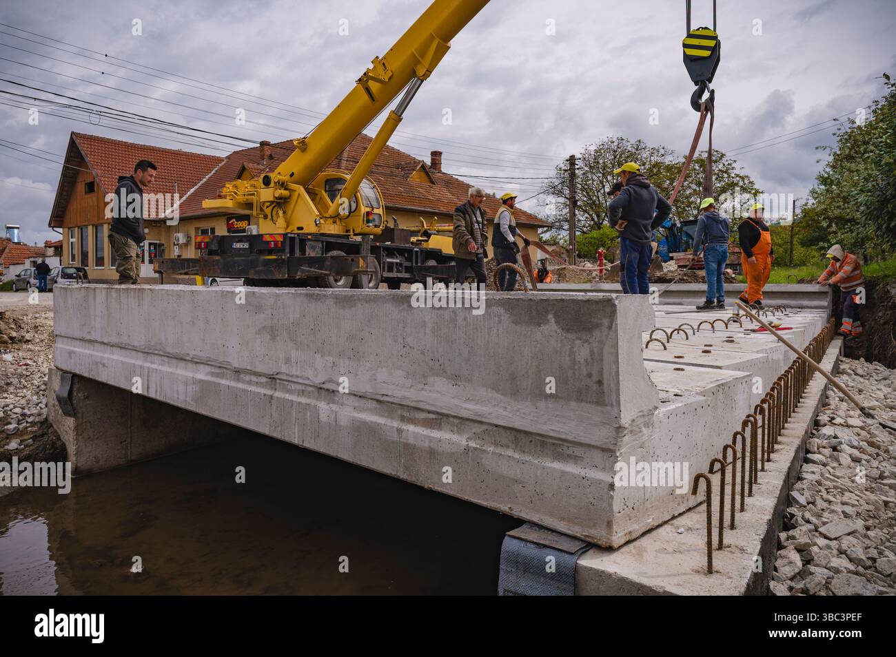 Orastioara de Sus, Romania - May 12, 2025: Road renovation Bridge ...