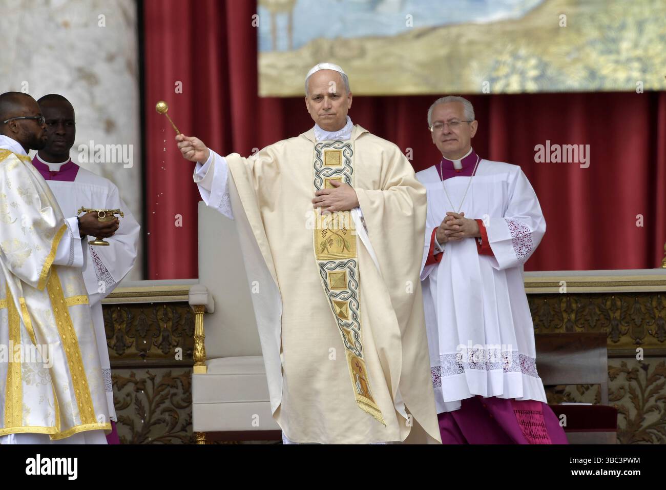 Pope Leo XIV during the Mass for the inauguration of his Pontificate, in St. Peter's Square, May ...