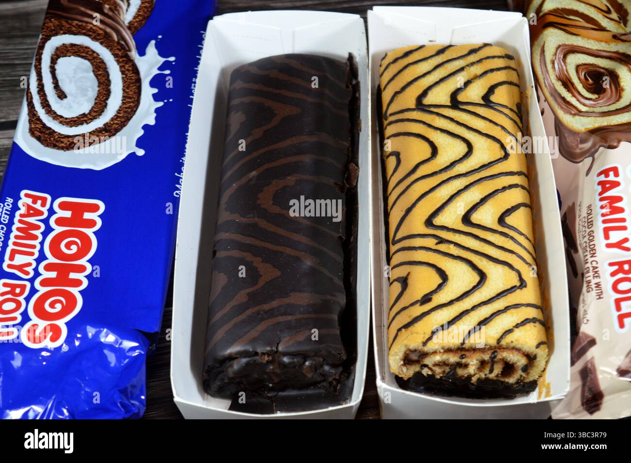 Cairo, Egypt, May 10 2025: HOHOS family rolls of rolled golden cake ...