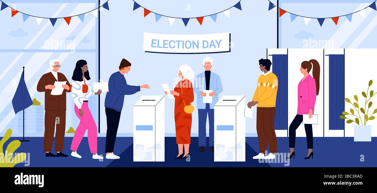 Diverse people voting booth Stock Vector Images - Alamy