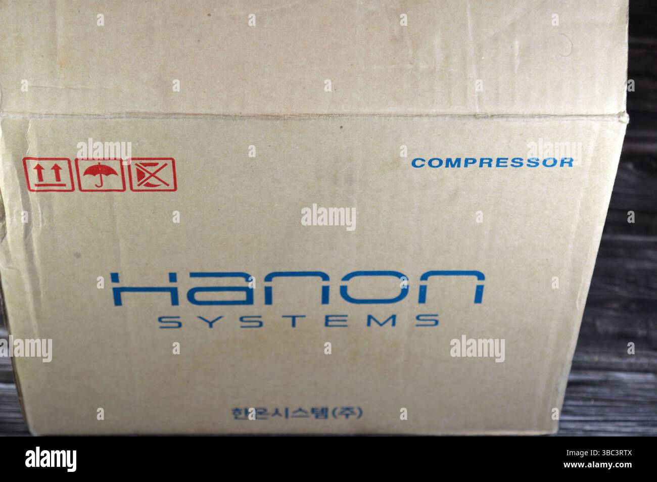 Cairo, Egypt, May 10 2025: New Hanon car compressor, The compressor is ...