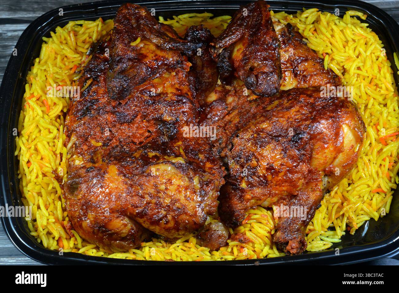 Aleppo Arabic Syrian cuisine of machine grilled barbecued chicken with ...