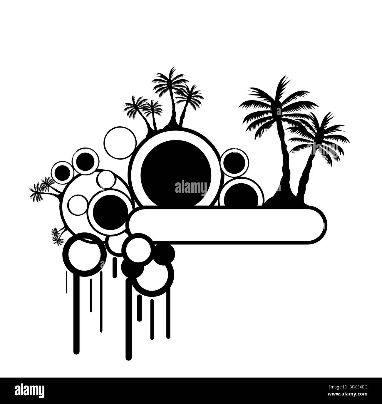 Palm trees poster Black and White Stock Photos & Images - Alamy
