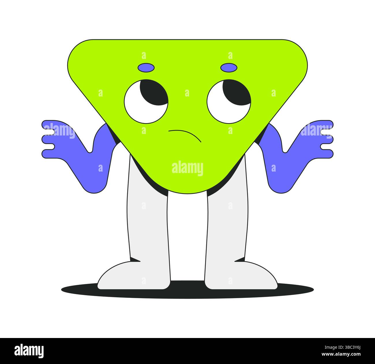 Confused groovy triangle character shrugging 2D onboarding ui ...