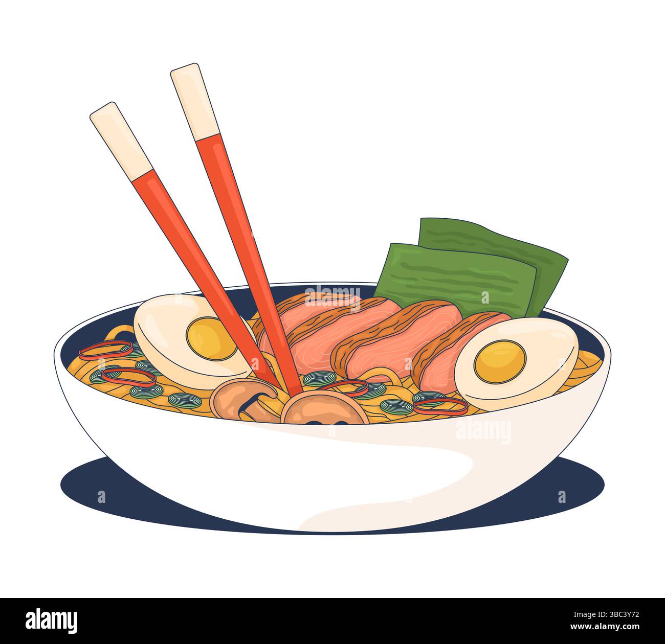 Ramen bowl with chopsticks 2D cartoon object Stock Vector Image & Art ...