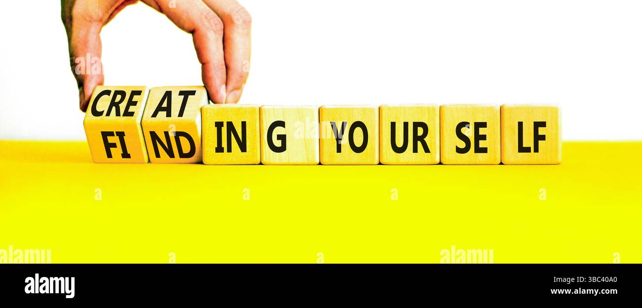 Finding or creating yourself symbol. Concept words Finding yourself or ...