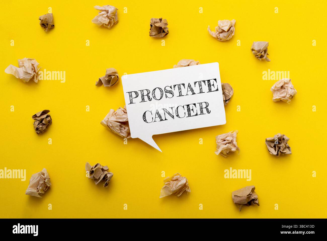 Yellow background with a white sign that says Prostate Cancer. The sign ...