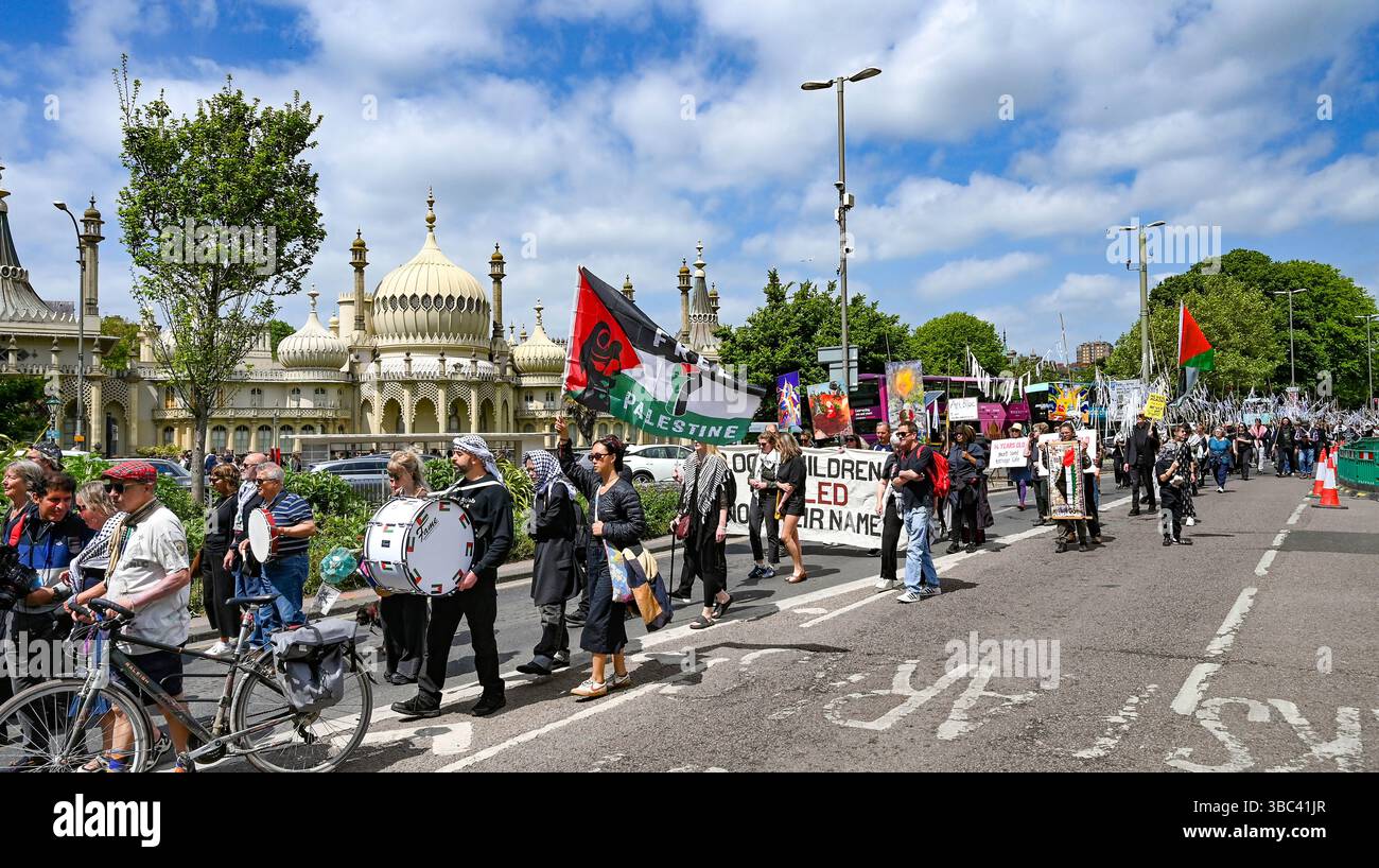 Brighton UK 18th May 2025 - A large NAKBA pro Palestinian Gaza protest ...
