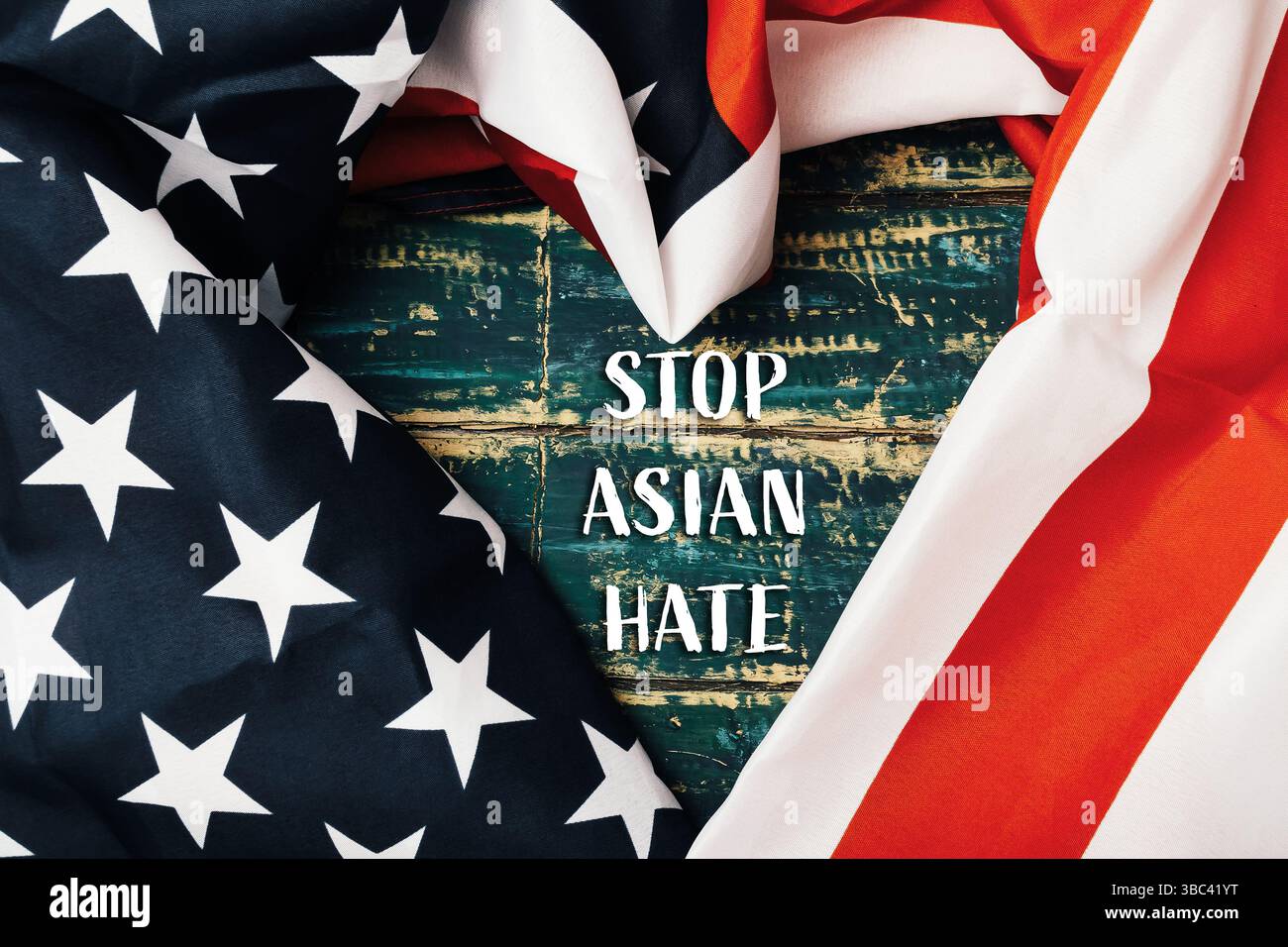 Heart made out of an American flag with the words Stop Asian Hate ...