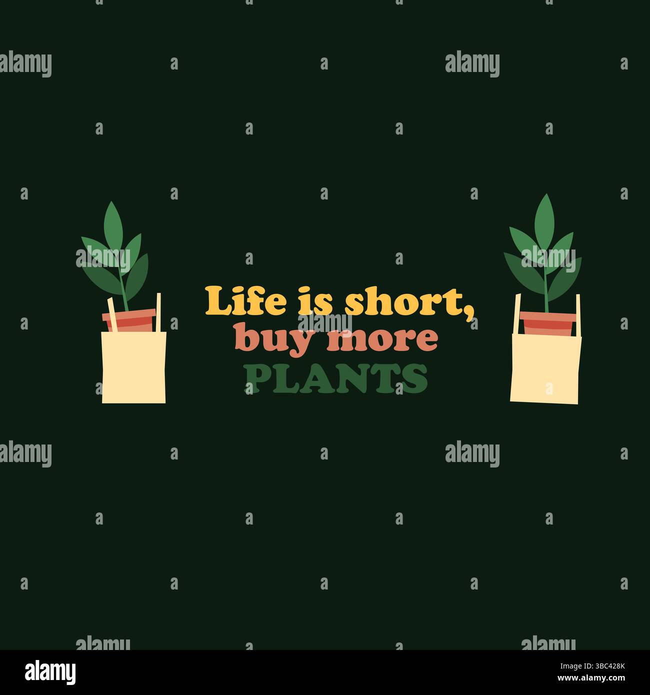 Minimalist plant quote vector lettering plant parents Life is short ...