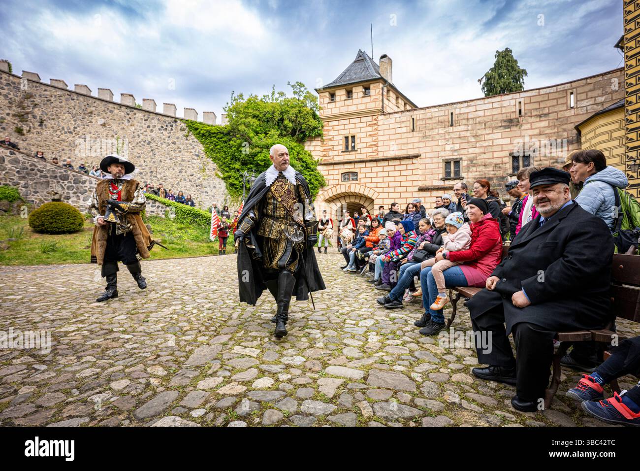 Frydlant, Czech Republic. 17th May, 2025. Actor Miroslav Knebort, right ...