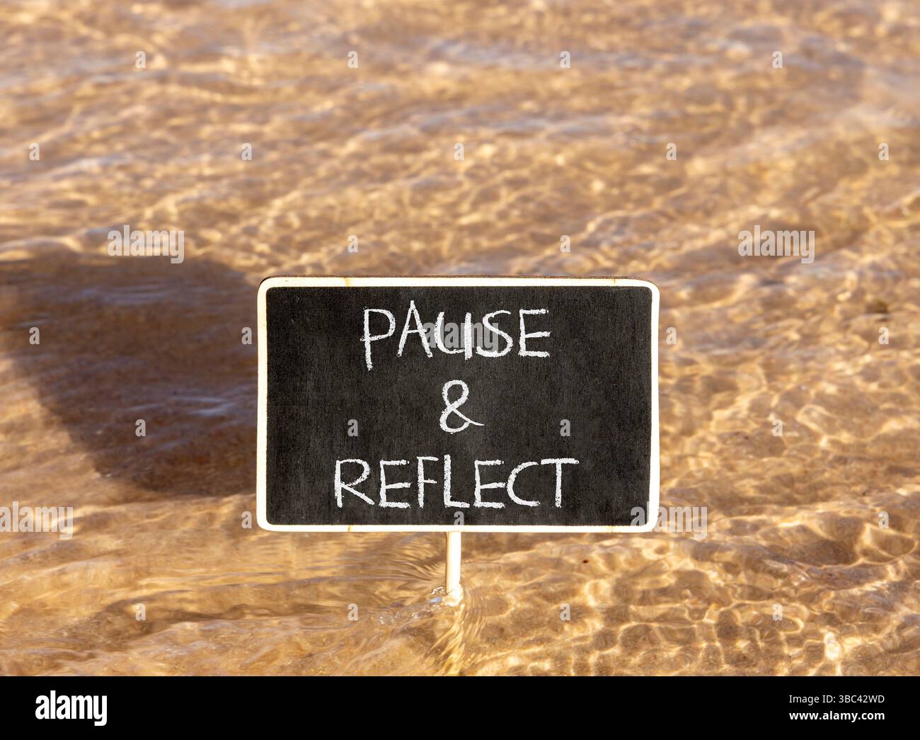 Pause and reflect symbol. Concept words Pause and reflect on beautiful blackboard. Beautiful Red ...
