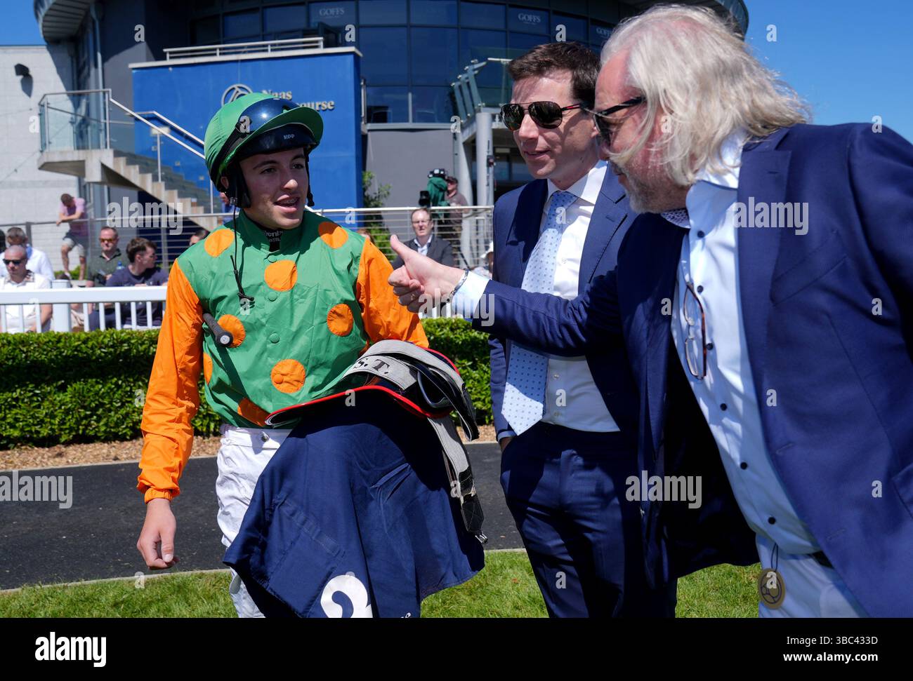 Jockey Jack Kearney (left) and trainer Stephen Thorne (centre) after ...
