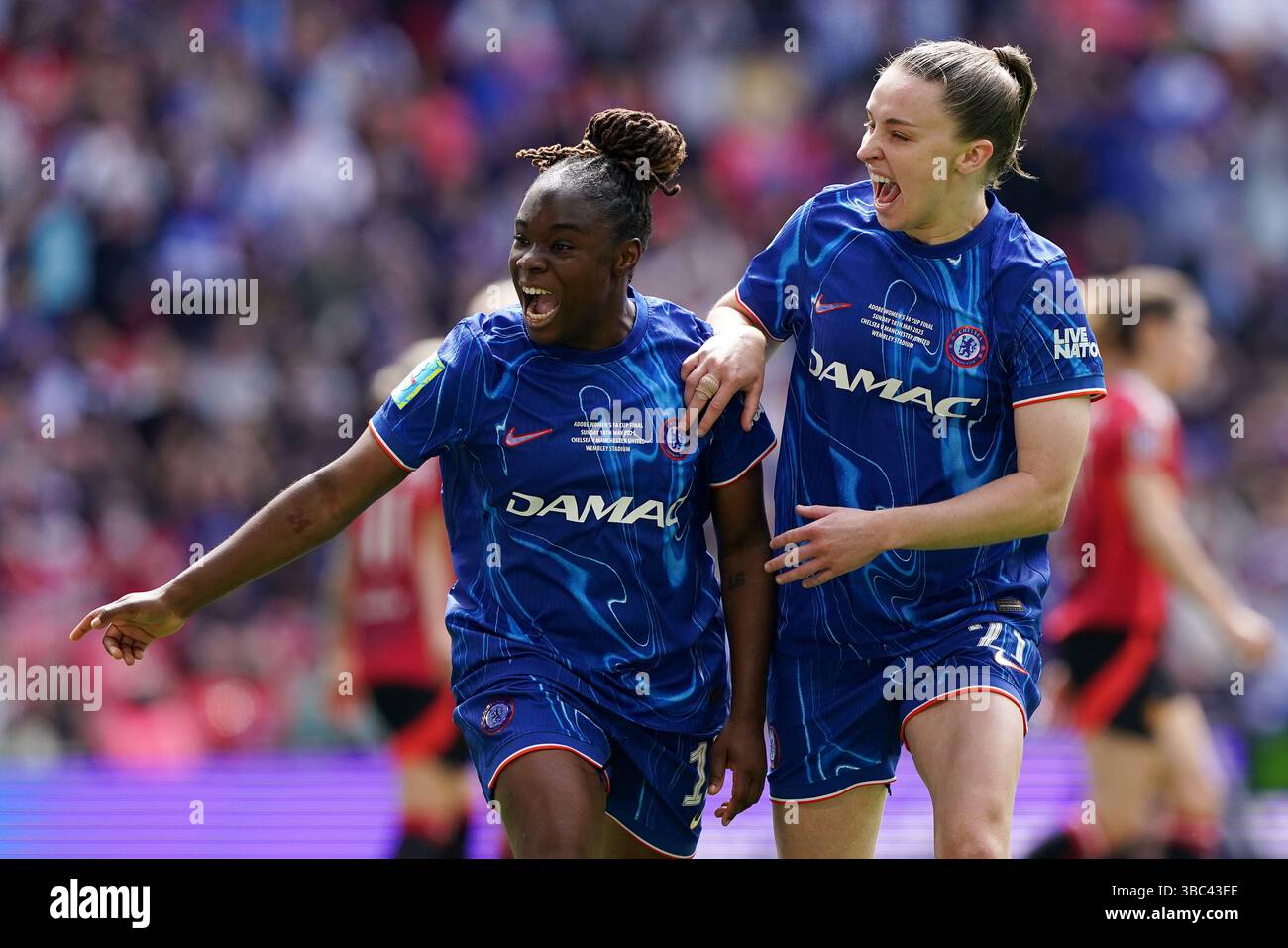 Chelsea's Sandy Baltimore (left) celebrates scoring their side's first ...