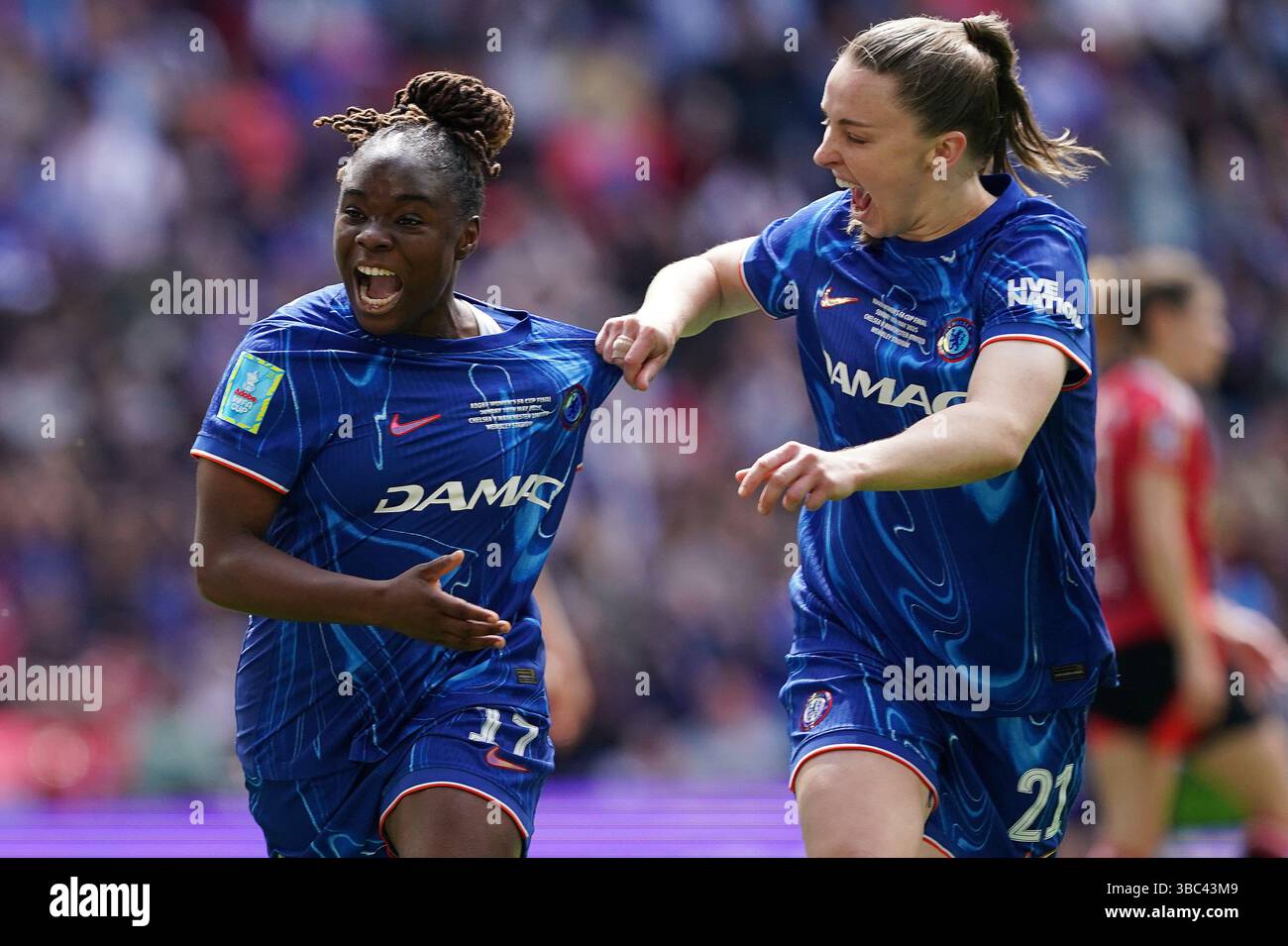 Chelsea's Sandy Baltimore (left) celebrates scoring their side's first ...