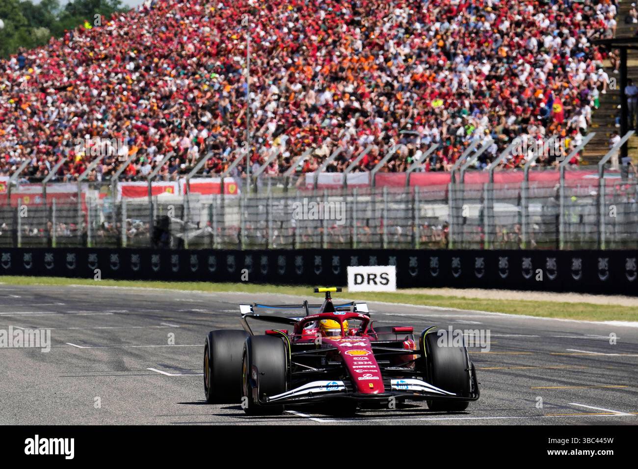 Ferrari driver Lewis Hamilton of Britain steers his car during the ...
