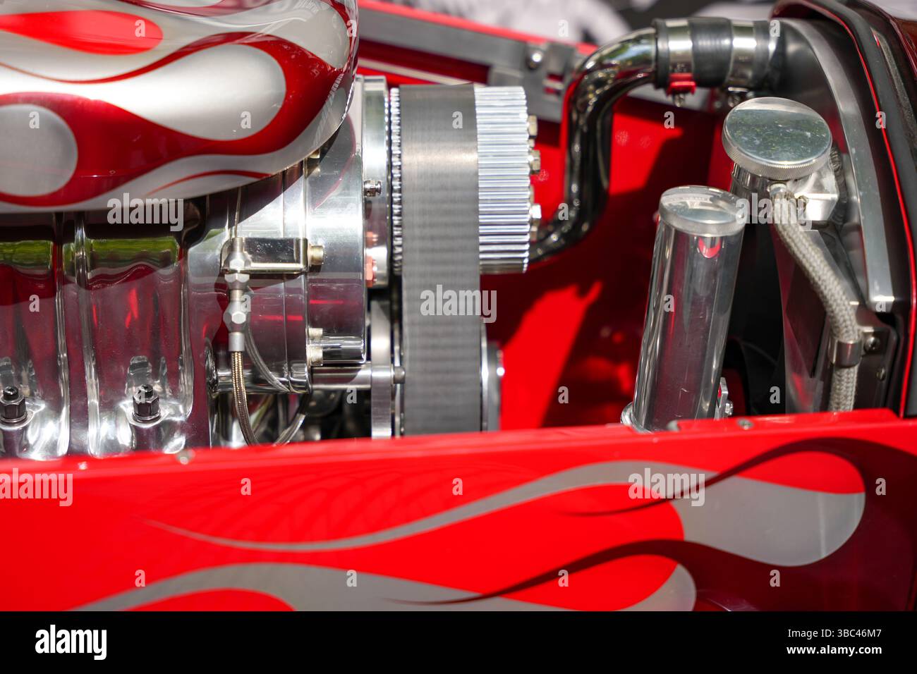 Germany Berlin May 11, 2025. Engine with Flame Paint. A powerful hot ...