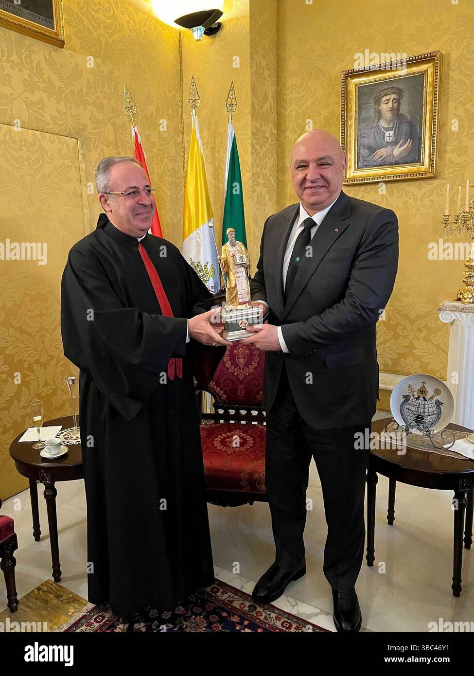 Lebanese President Joseph Aoun visits the headquarters of the Maronite ...