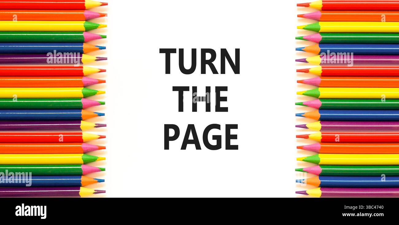 Turn the page symbol. Concept words Turn the page on beautiful white ...