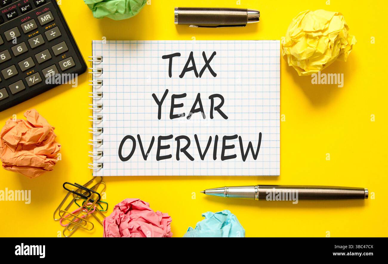 Tax year overview symbol. Concept words Tax year overview on beautiful ...