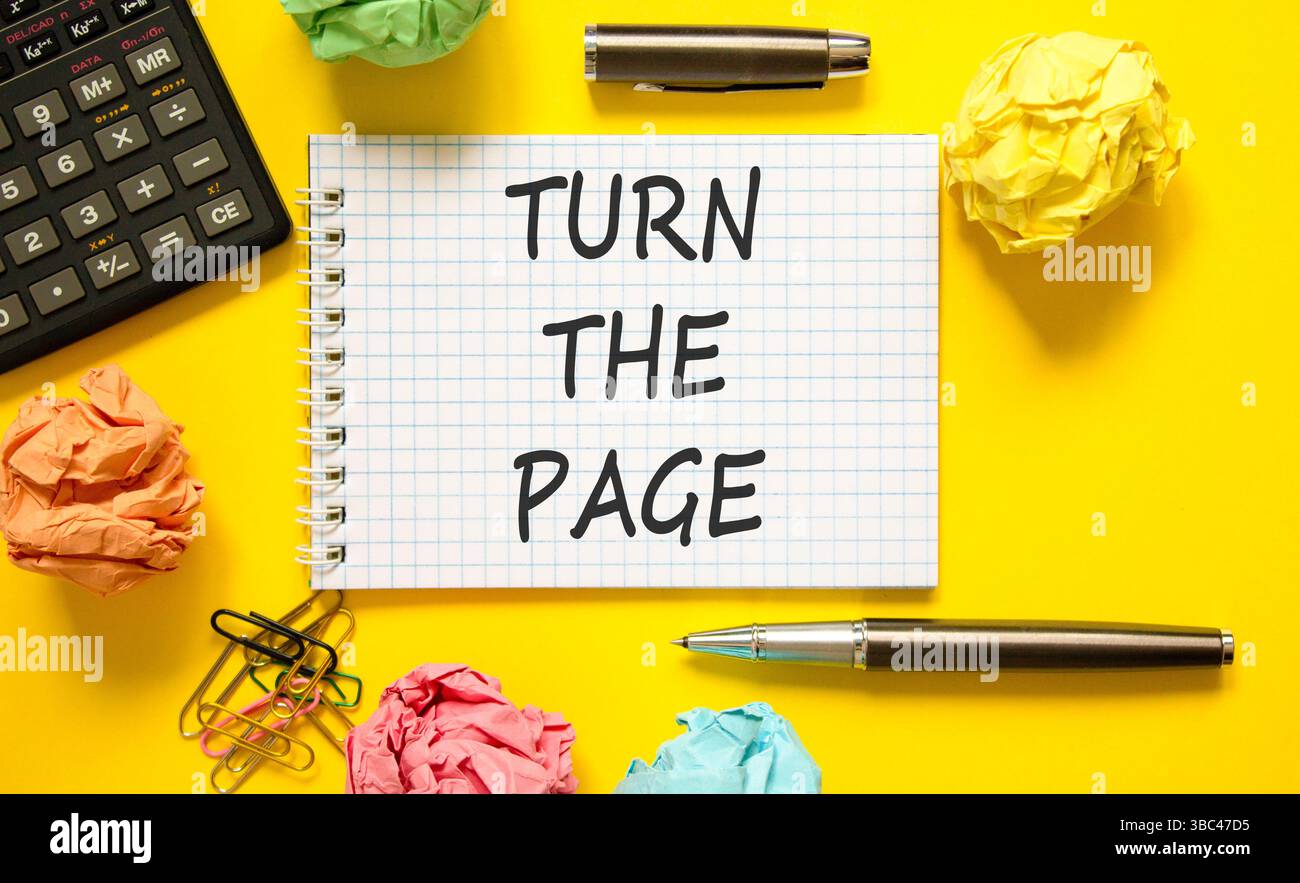 Turn the page symbol. Concept words Turn the page on beautiful white ...