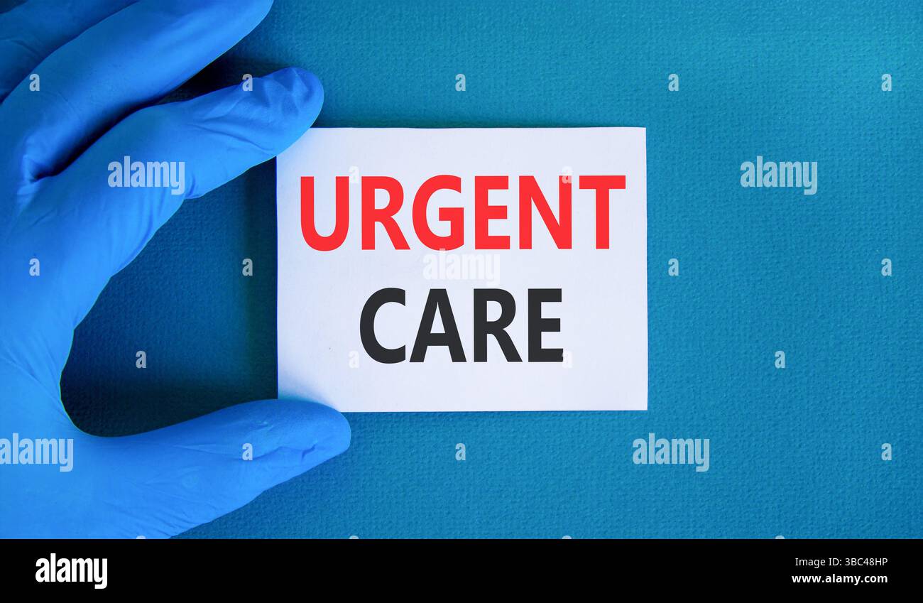 Urgent care symbol. Concept words Urgent care on beautiful white card ...
