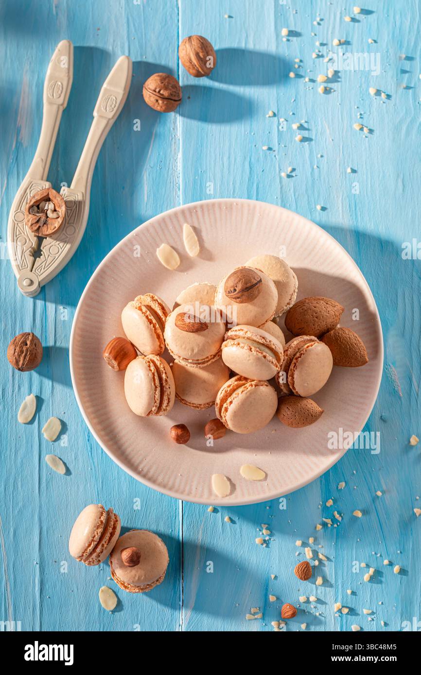 Fresh and tasty nut macarons .made of mix of nuts. Macarons made of ...