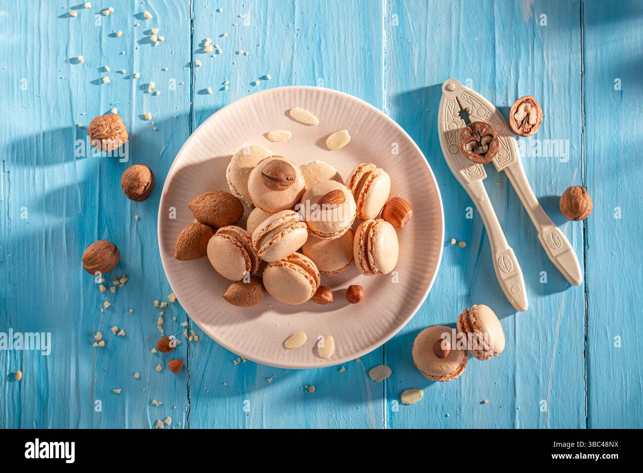 Homemade and creamy nut macarons .made of mix of nuts. Macarons made of ...