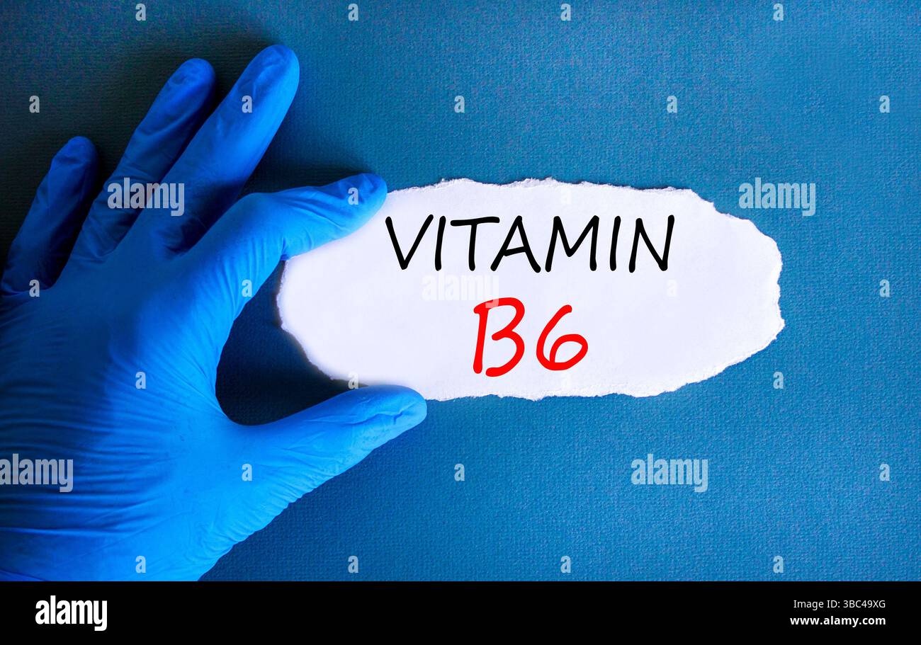 Vitamin B6 symbol. Concept words Vitamin B6 on beautiful white paper ...