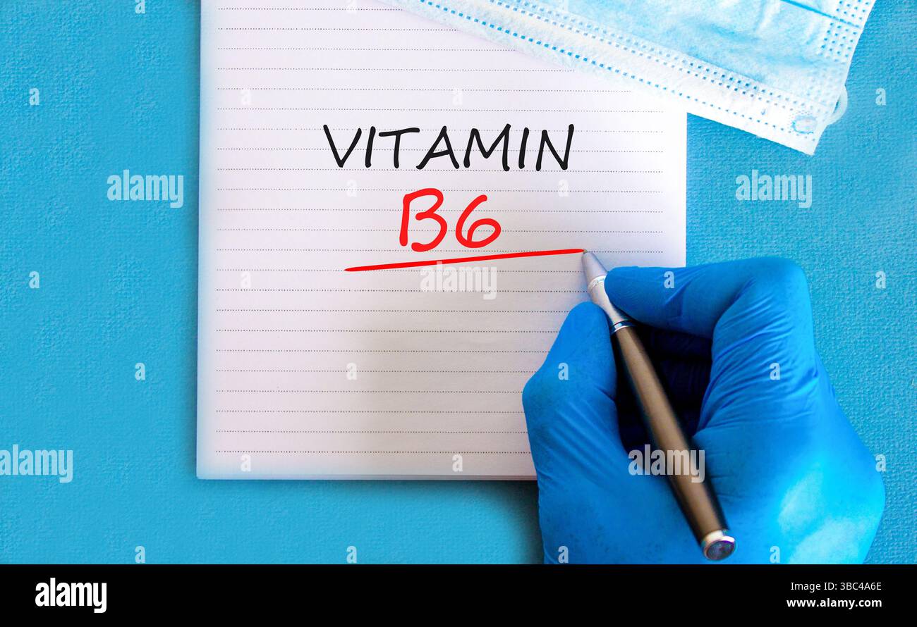 Vitamin B6 symbol. Concept words Vitamin B6 on beautiful white note ...