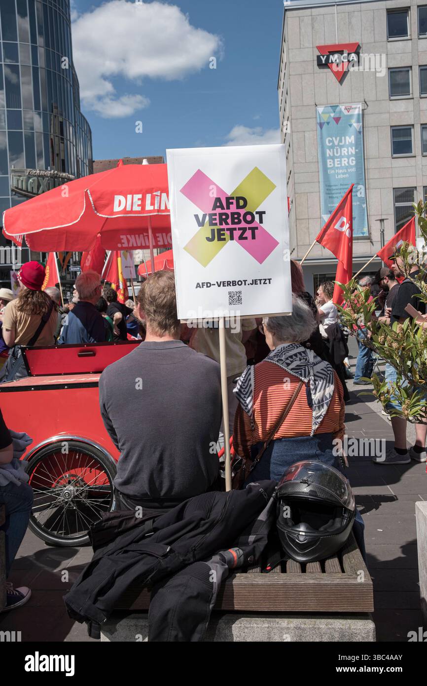 11.05.2025, Kundgebung AfDVerbot, Nürnberg: Unter dem Motto AfD Verbot ...