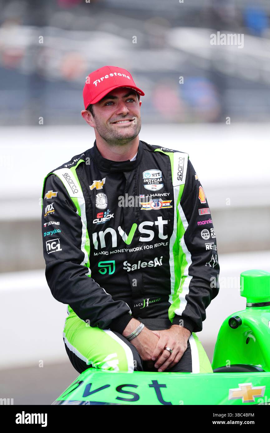INDIANAPOLIS, IN - MAY 17: IndyCar driver Jack Harvey poses for a photo after qualifying for the ...