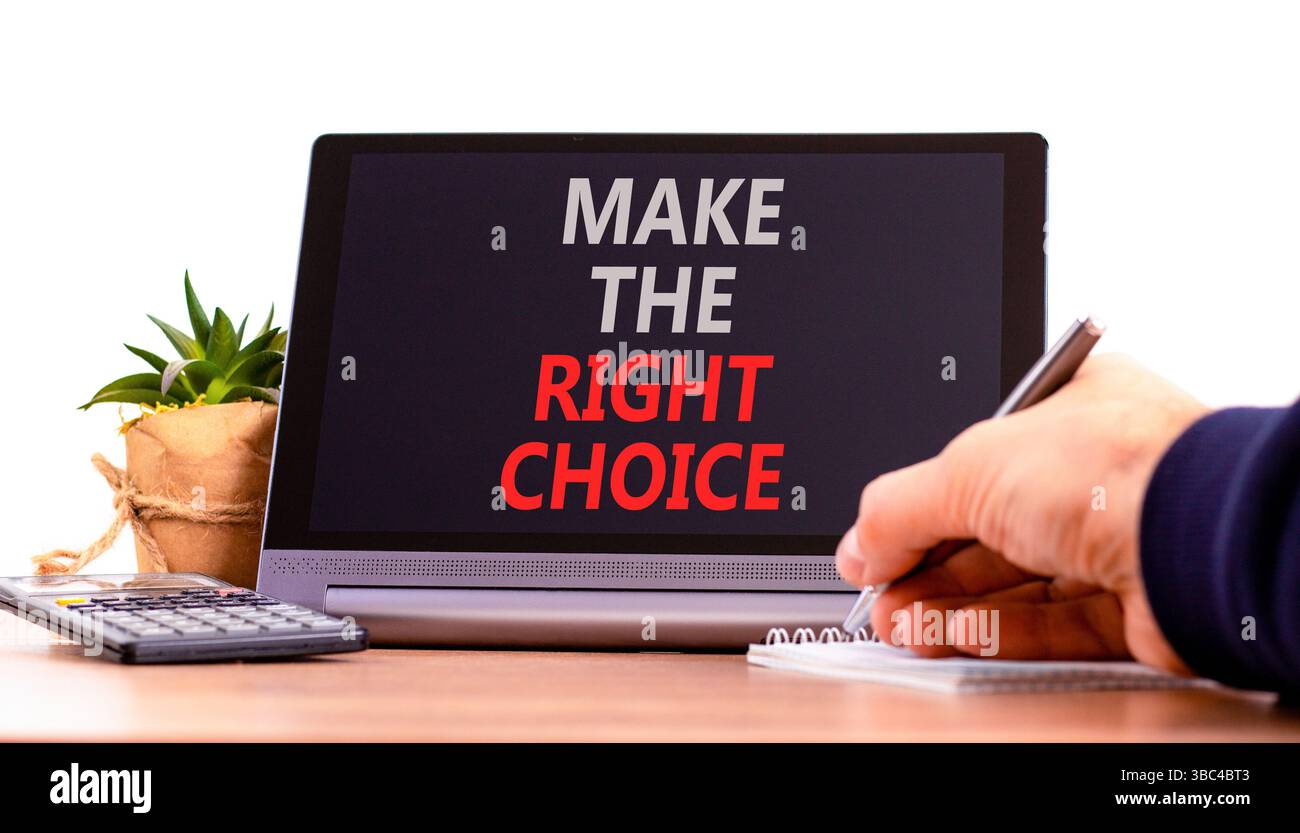 Make the right choice symbol. Concept words phrase Make the right ...