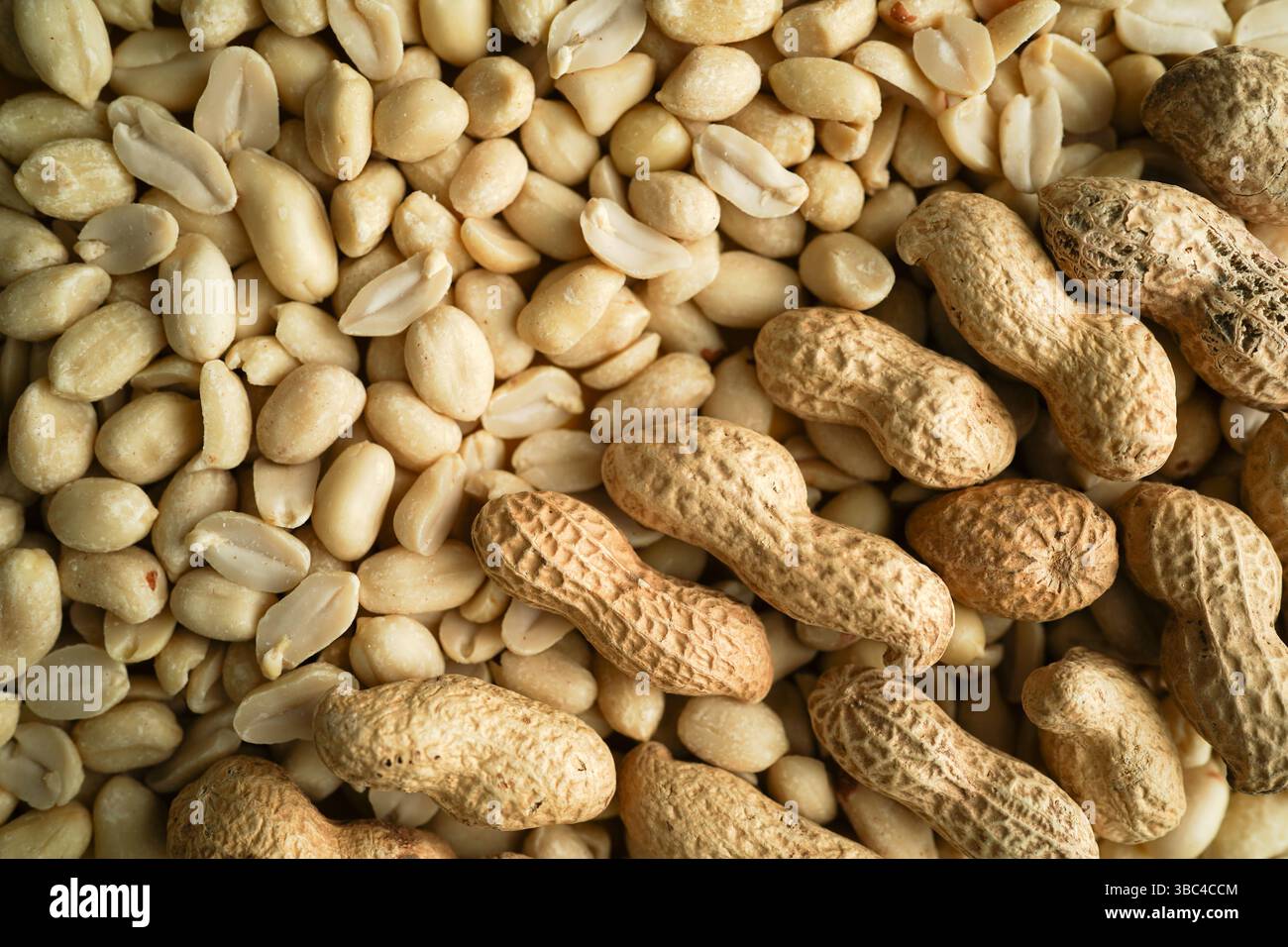 Peanuts background. Raw peeled and unpeeled peanuts Stock Photo - Alamy