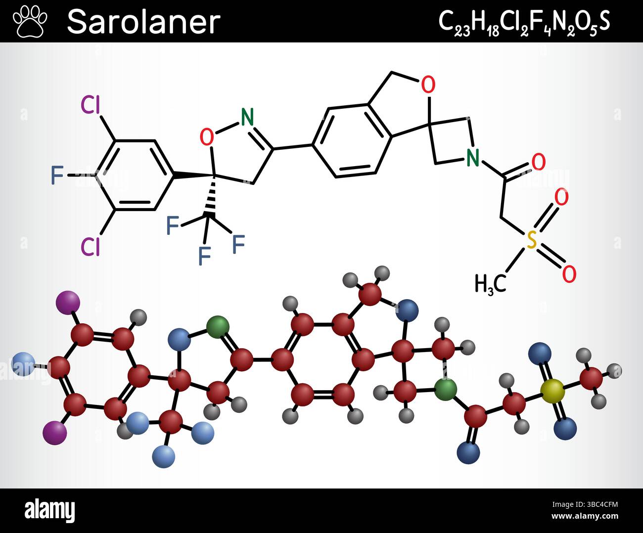 Sarolaner molecule, a veterinary medicine ectoparasiticide, used to ...
