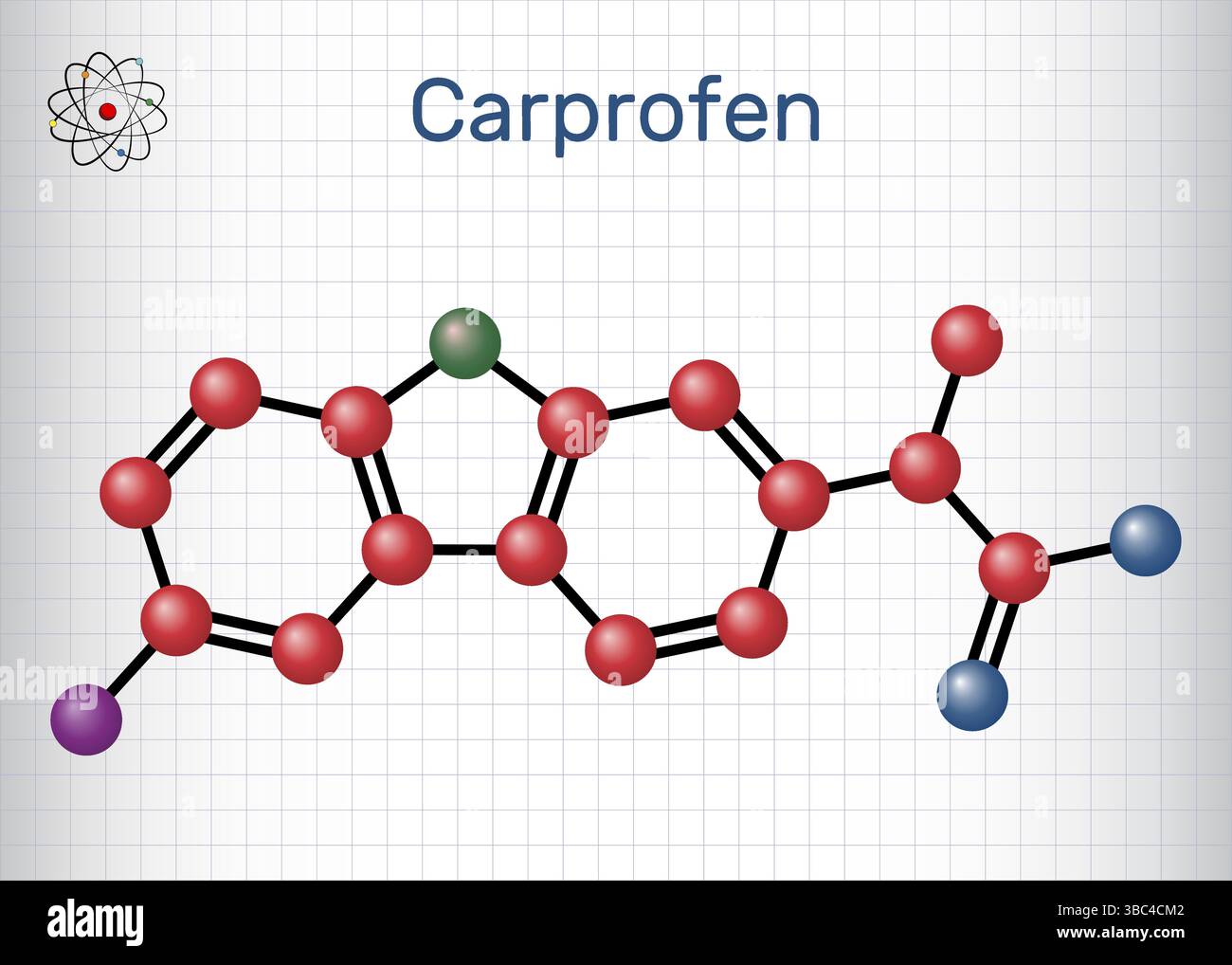 Carprofen NSAID molecule structure, nonsteroidal anti-inflammatory drug ...